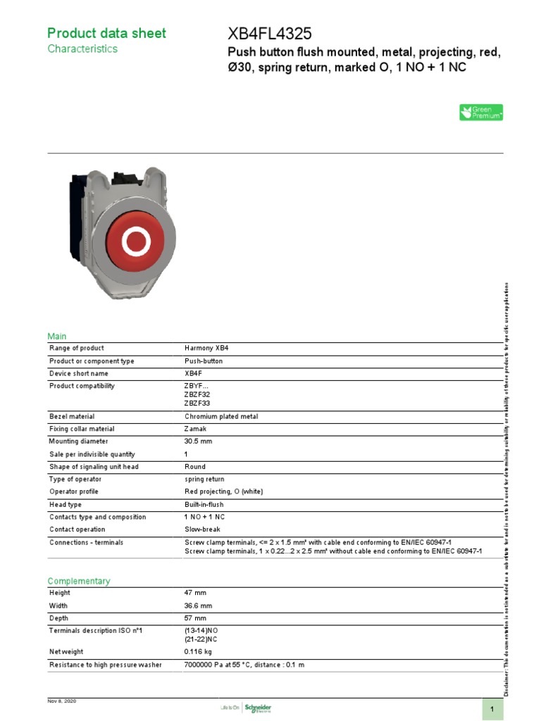 XB4FL4325: Product Data Sheet | PDF