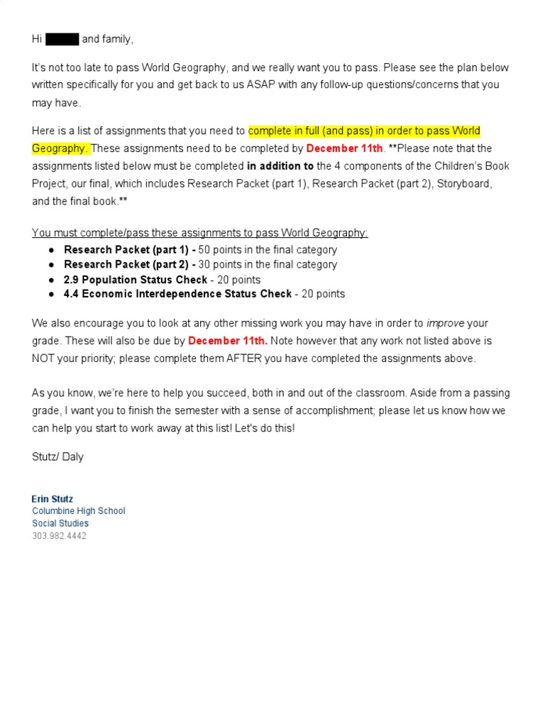 Student and Parent Email | PDF