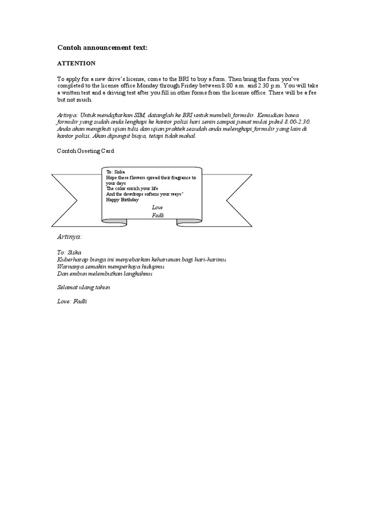 Contoh Announcement Text | PDF