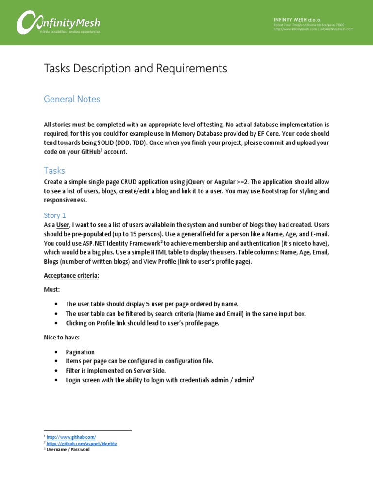 Tasks Description and Requirements | PDF | Software | Information ...