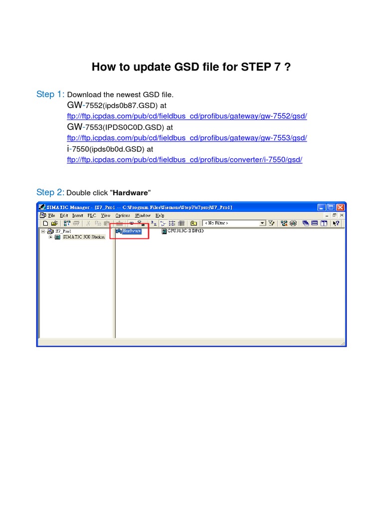 STEP 7 GSD File Update Guide | PDF