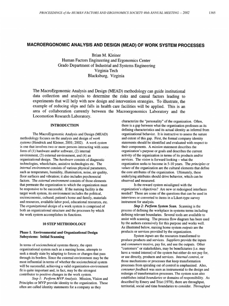 Macoergonomic Analysis An Design (MEAD) of Worf System Process | PDF ...