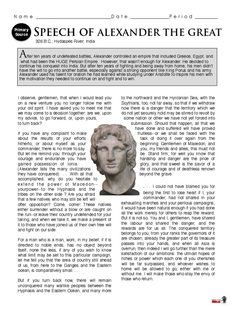 Alexander's Speech at Hydaspes | PDF | Alexander The Great | Macedonia ...