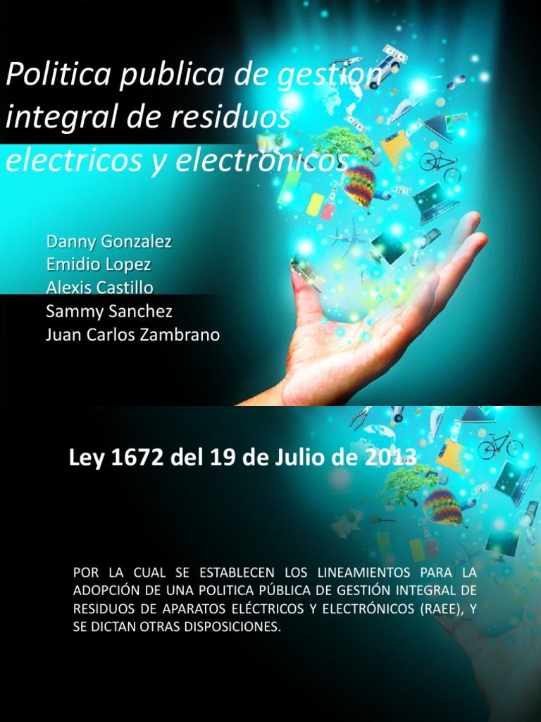 Presentacion Ley 1672 RAEE | PDF | Residuos | Política