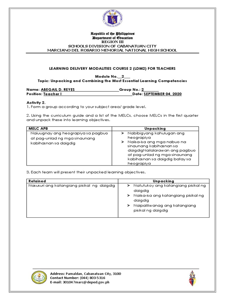 Module 2 Unpacking of MELC | PDF