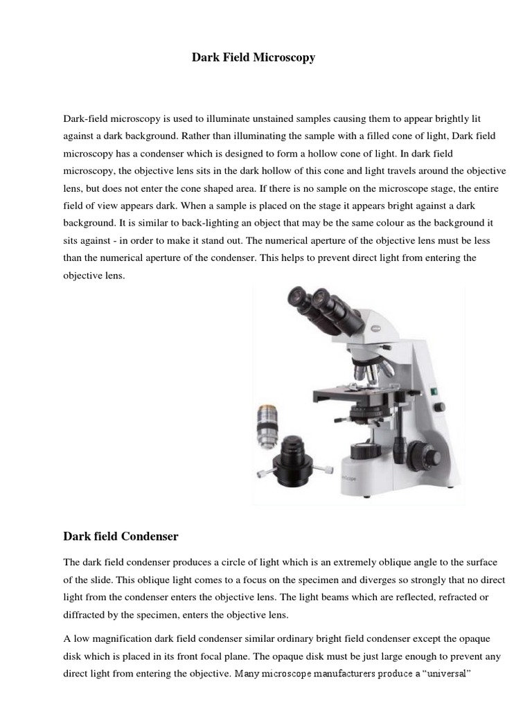 Dark Field Micros | PDF | Scientific Techniques | Laboratory Techniques