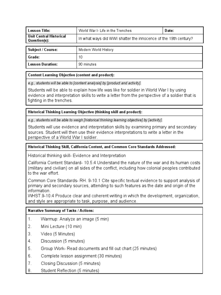 Mid Term LP Text Wwi | Download Free PDF | Trench Warfare | Inquiry ...