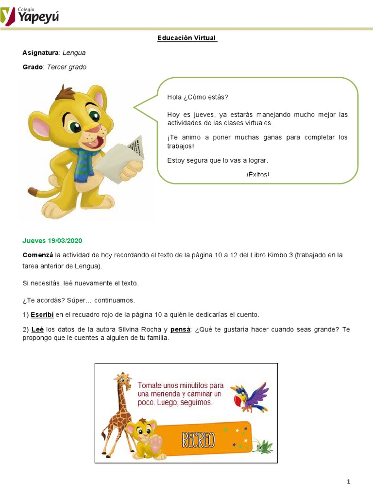 Clase Virtual 2 Lengua 3° | PDF | Enseñando y aprendiendo | Educación avanzada