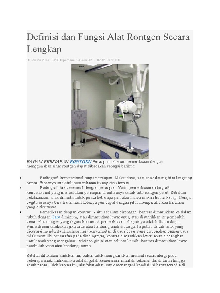 Definisi Dan Fungsi Alat Rontgen Secara Lengkap | PDF