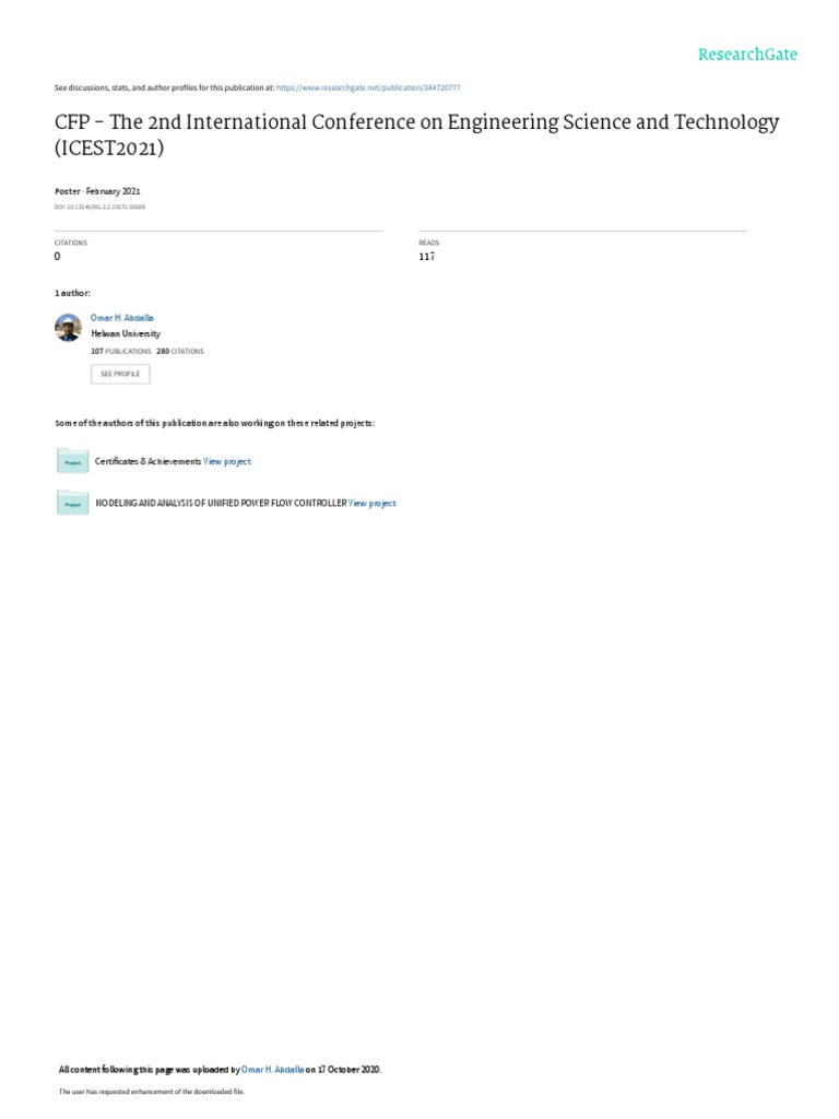 CFP - The 2nd International Conference On Engineering Science and ...