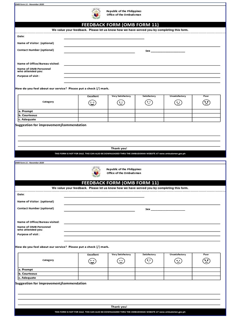 OMB Feedback Form - November 2020 | PDF | Business