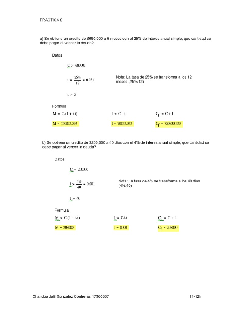 Intereses Simples 6 | PDF