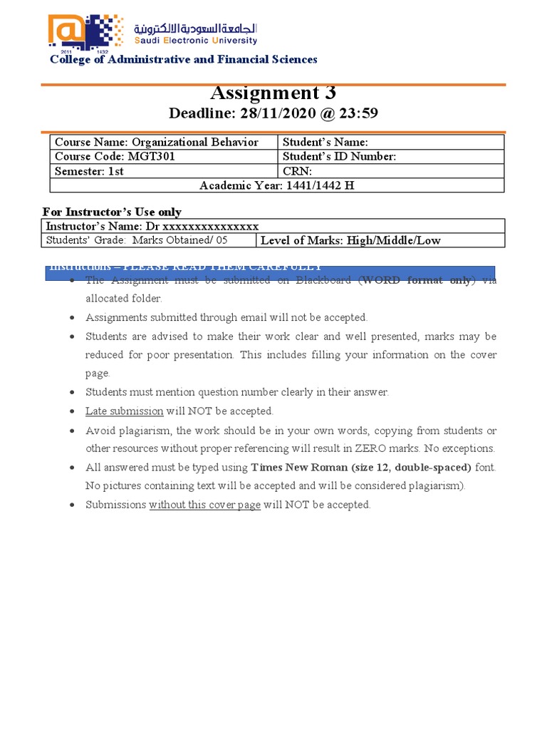 20201122184922mgt301 Asgn 3 qq-1 | PDF | Organizational Behavior | Leadership