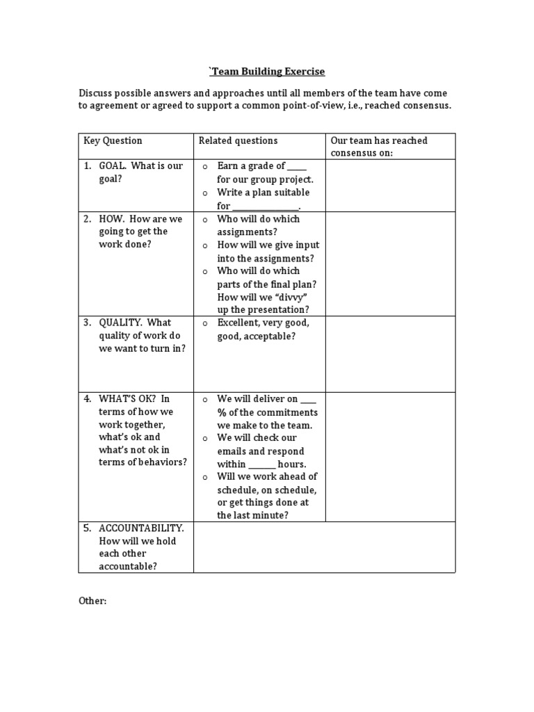 Team Building Exercise | PDF