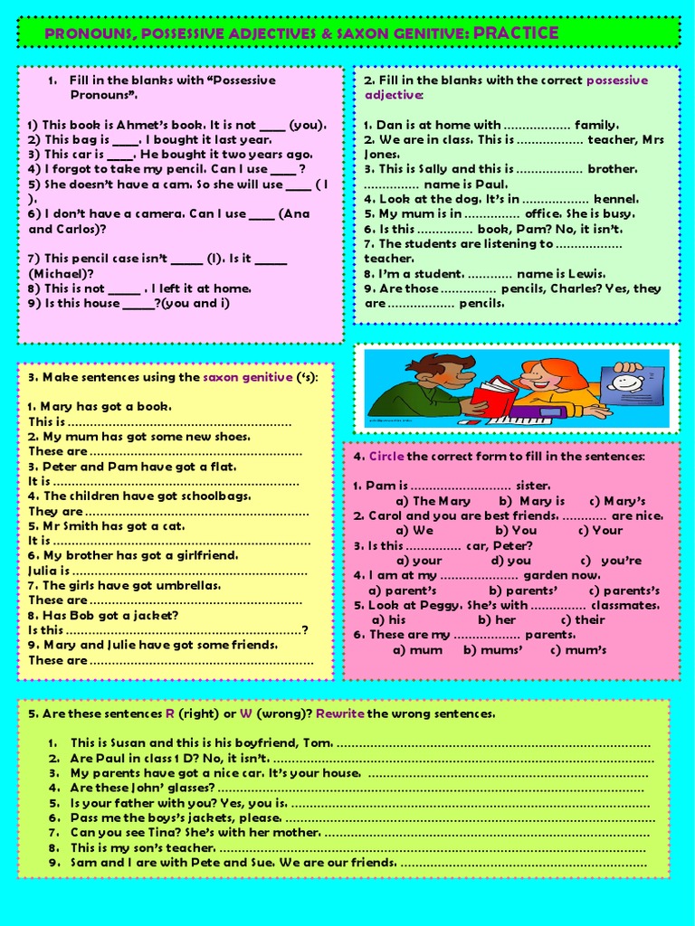 Subject Pronouns Possessive Adjectives Saxon Genit - 33047 PDF | PDF ...