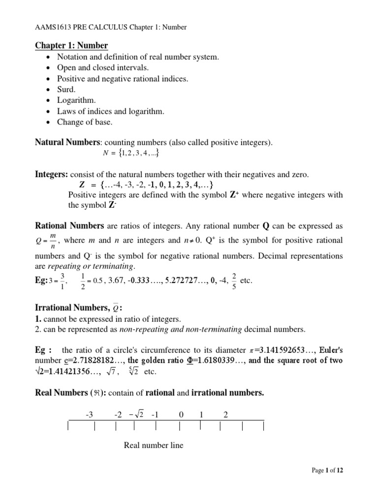 AAMS1613 Chapter 1 Number | PDF | Numbers | Logarithm