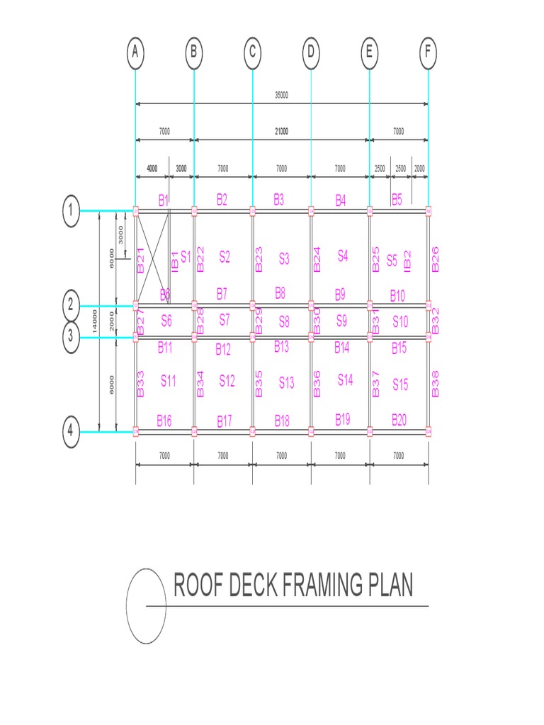Roof Deck Framing Plan: A B C D E F | PDF