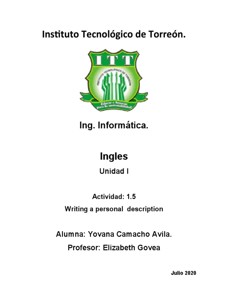 Personal Description Activity by Yovana Camacho | PDF | Language Arts ...