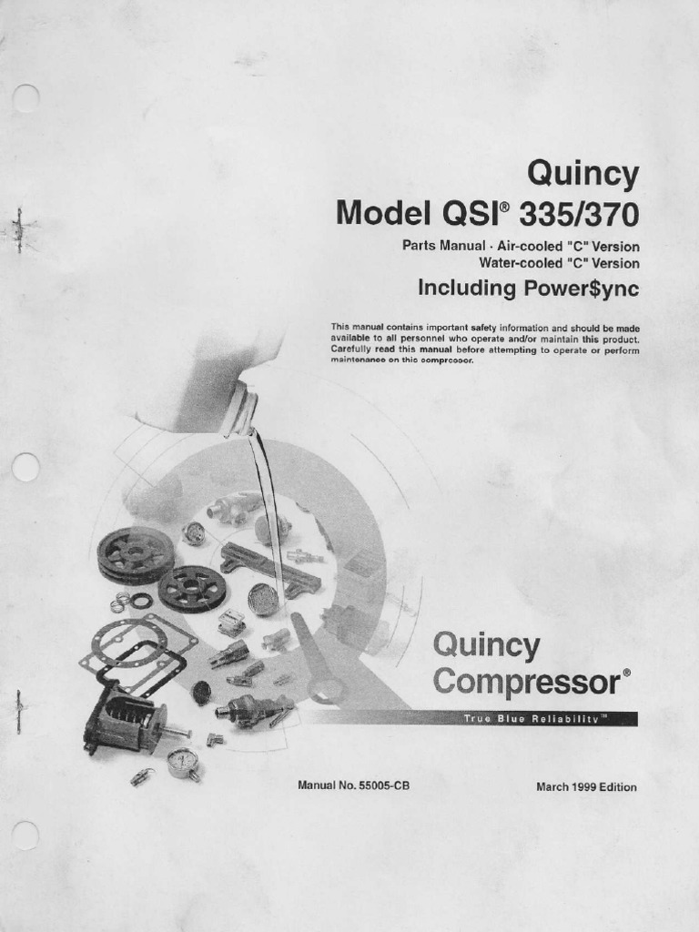 Quincy Model QSI 335-370 Parts Manual-Air Cooled-C - Version - Water ...