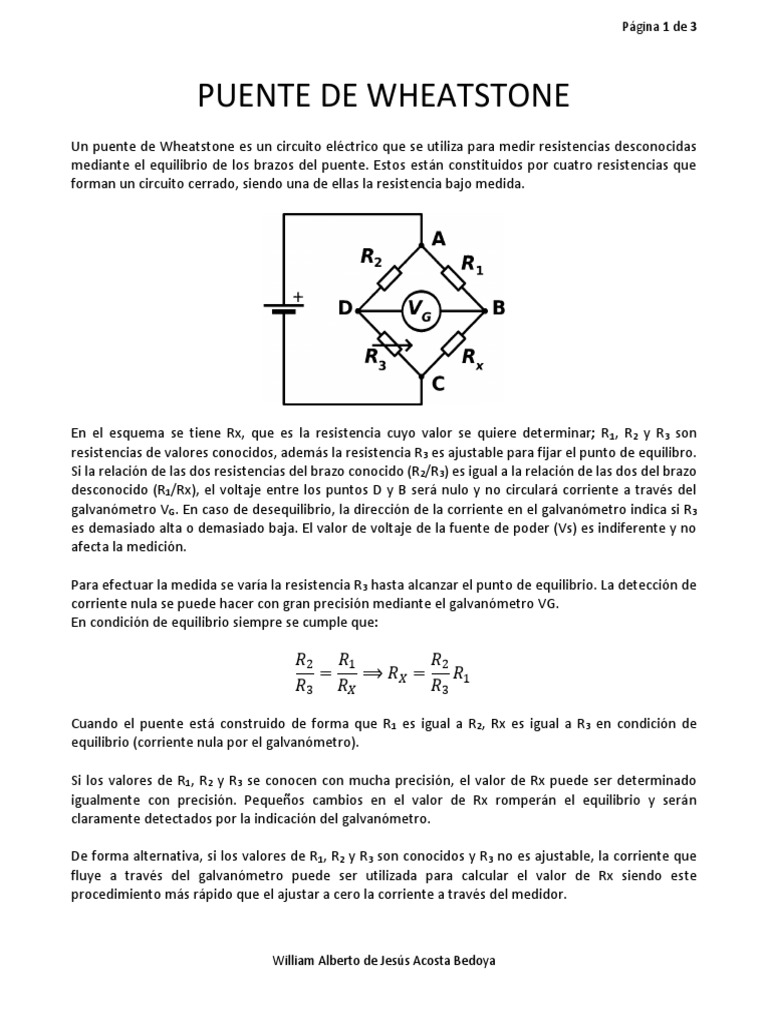 5 Puente De Wheatstone Pdf Instrumento De Medición Bienes
