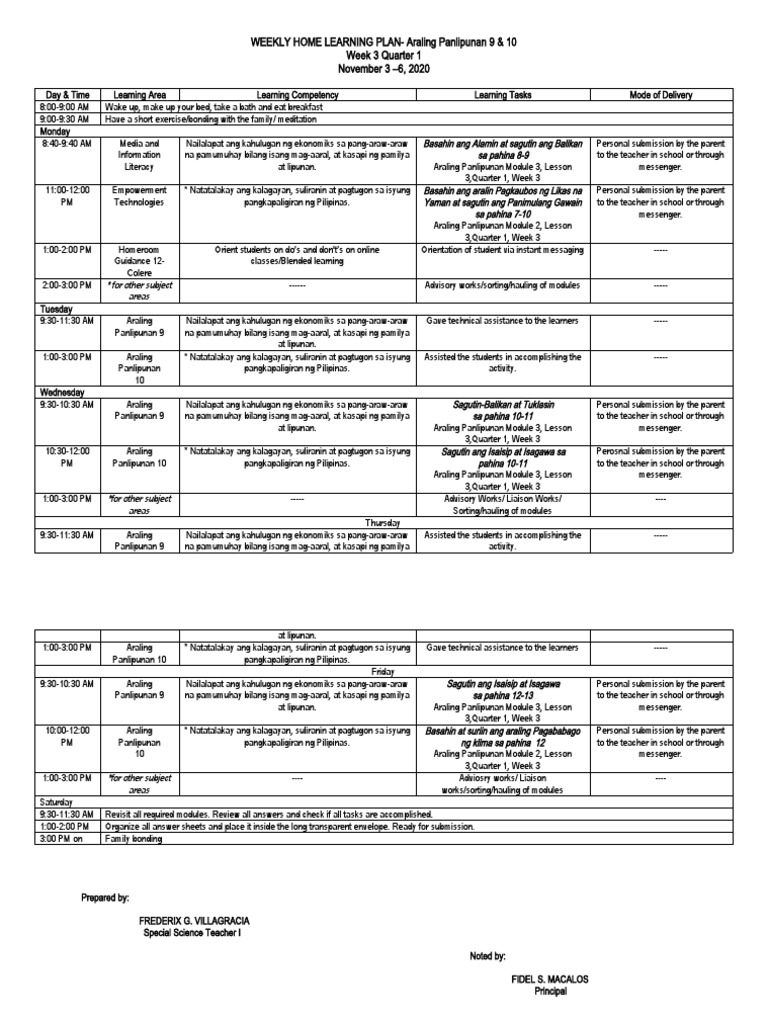 Template - Weekly Home Learning Tasks | PDF | Education Theory | Pedagogy