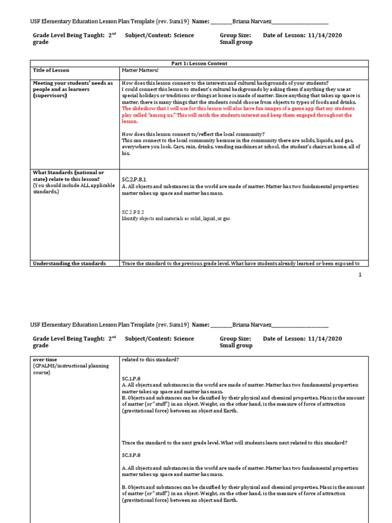 Supervisor Lesson Plan Level 2-1 | PDF | Educational Assessment | Matter