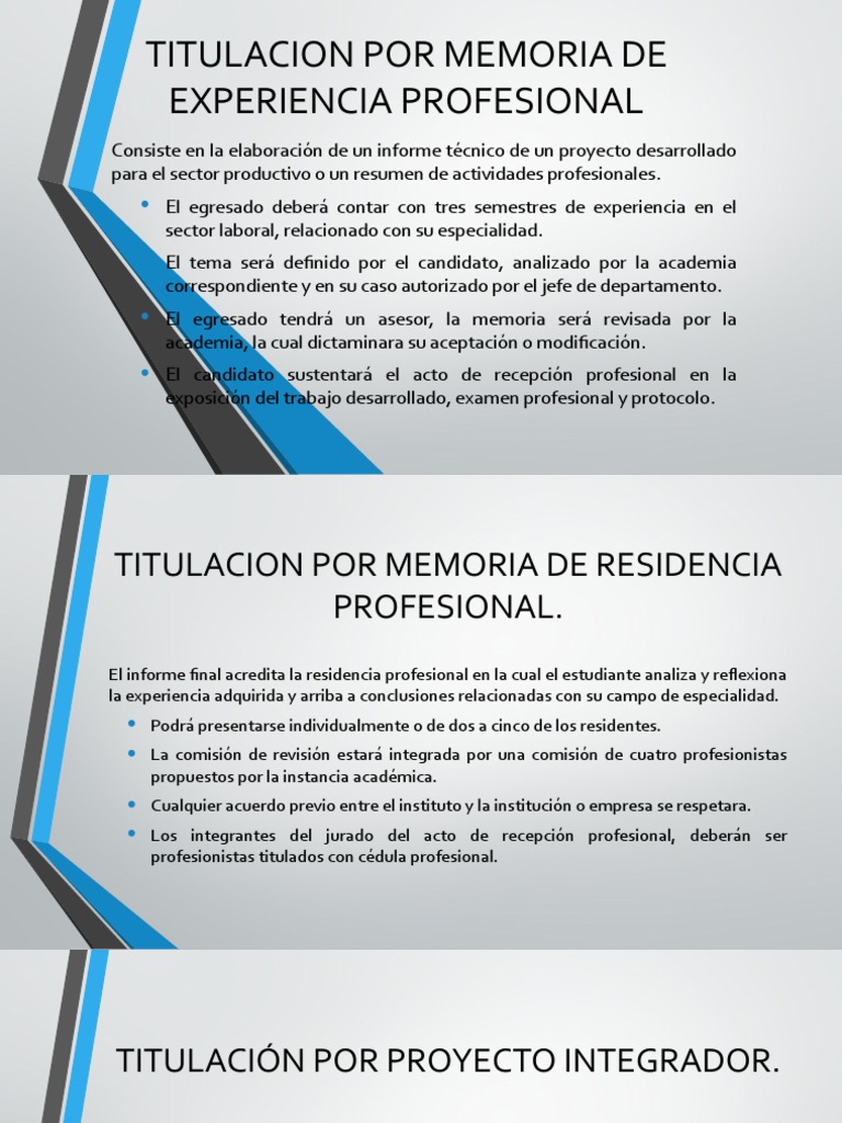 Titulacion Por Memoria de Experiencia Profesional | PDF