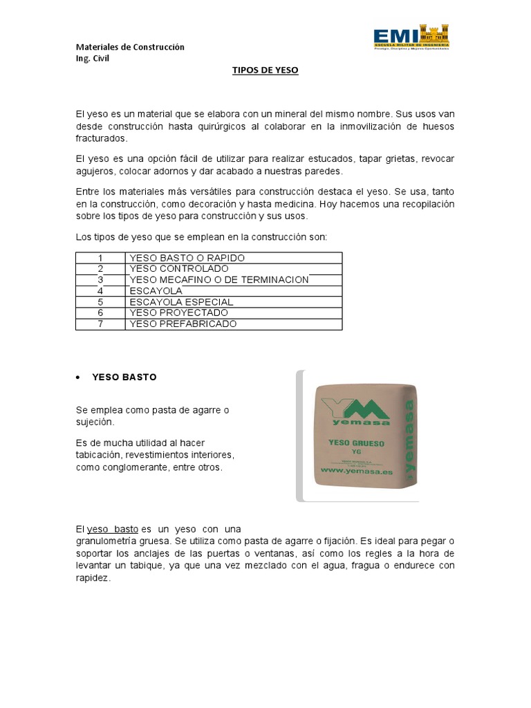 Tipos de Yeso | PDF | Yeso | Paneles de yeso