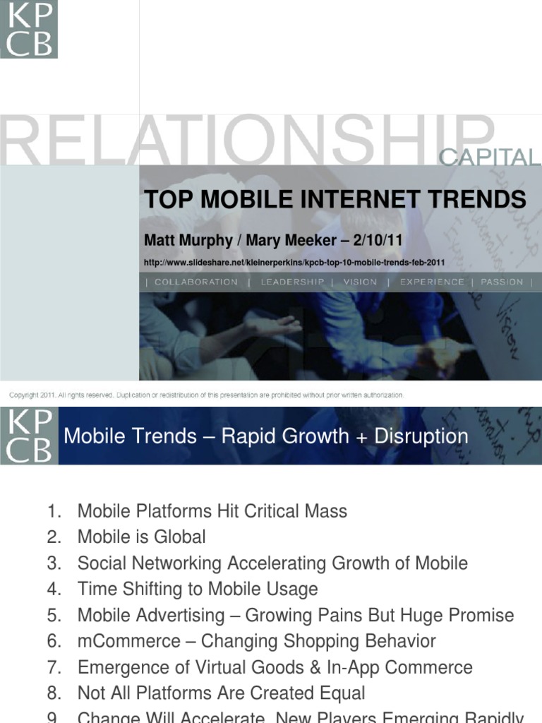 KPCB Top 10 Mobile Trends | PDF | Ios | Personal Computers