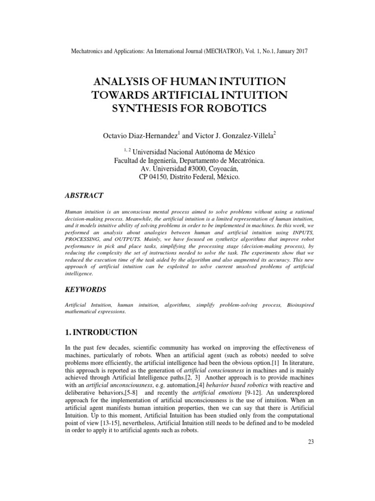 Analysis of Human Intuition Towards Arti PDF | PDF | Intuition | Algorithms