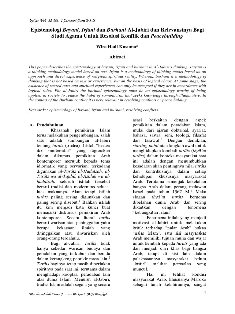Epistemologi Bayani Irfani Dan Burhani A Ecc1b788 PDF | PDF