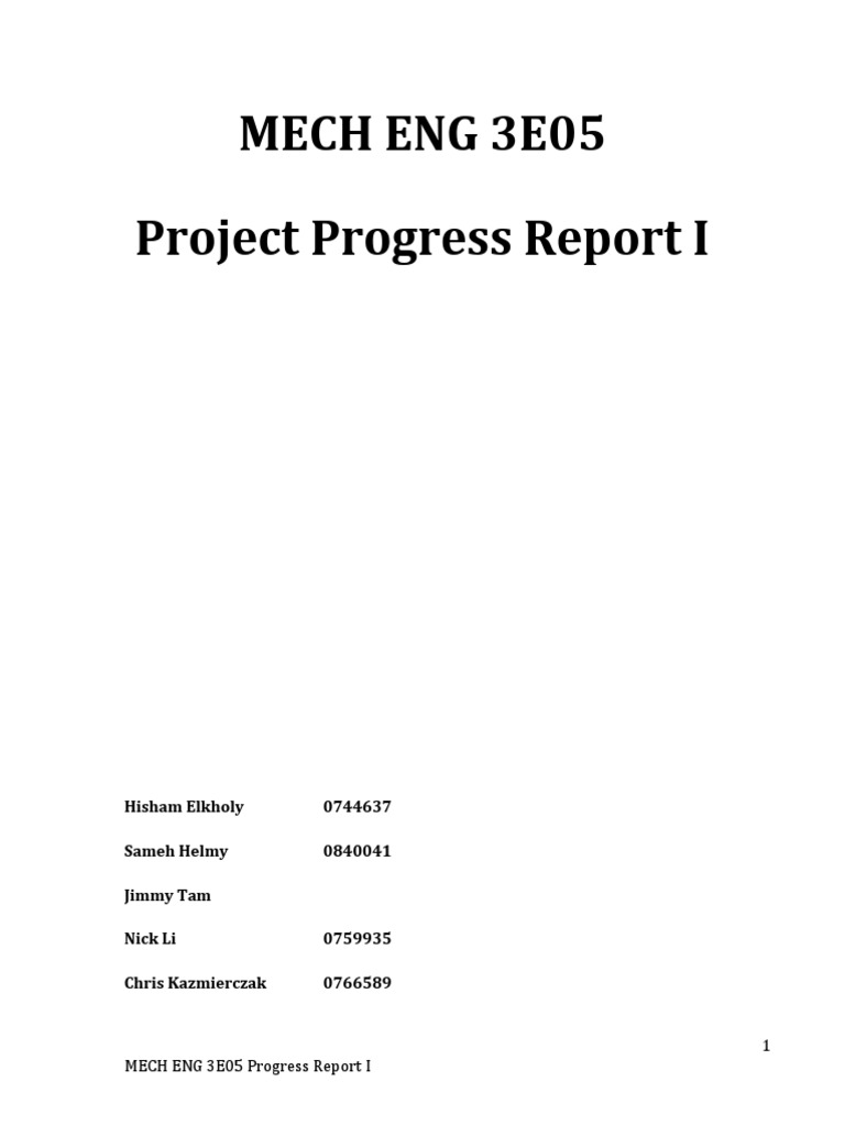 Mech Eng 3E05 Project Progress Report I | Download Free PDF | Brake ...