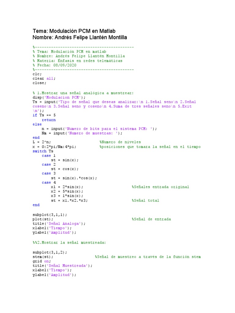 PCM Script en Matlab | Descargar gratis PDF | Informática teórica ...