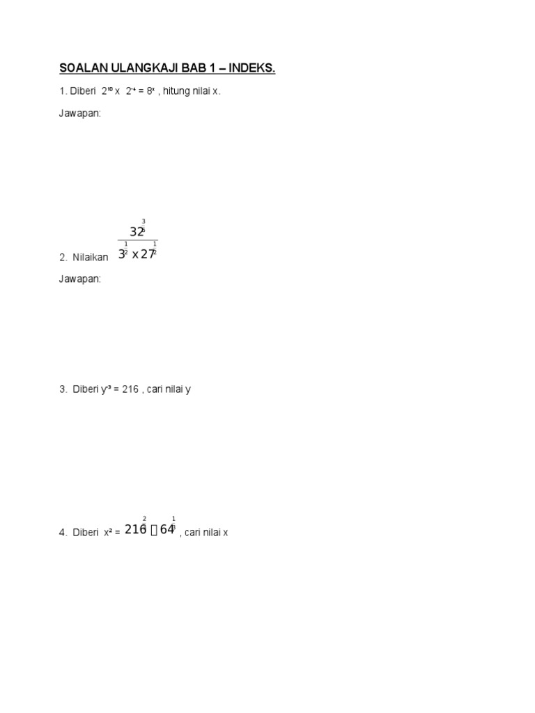 Soalan Ulangkaji Bab 1 Indeks | PDF
