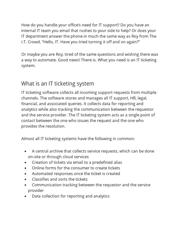 What Is An IT Ticketing System | PDF