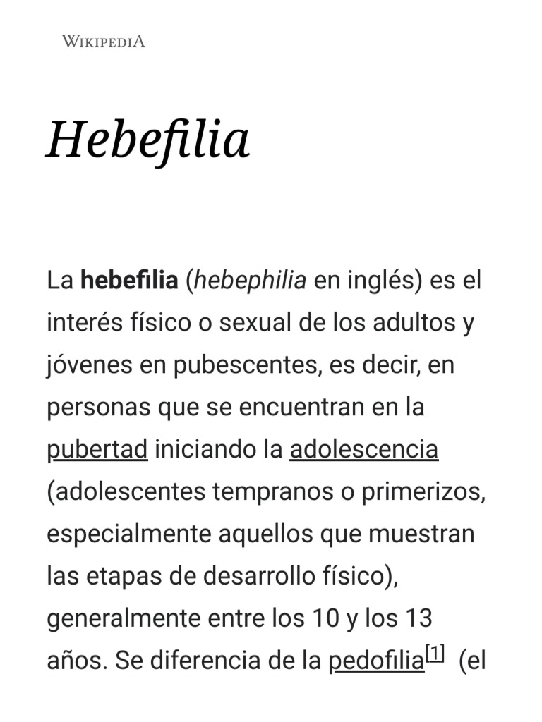 Hebefilia Wikipedia | PDF | Pedofilia | La sexualidad humana