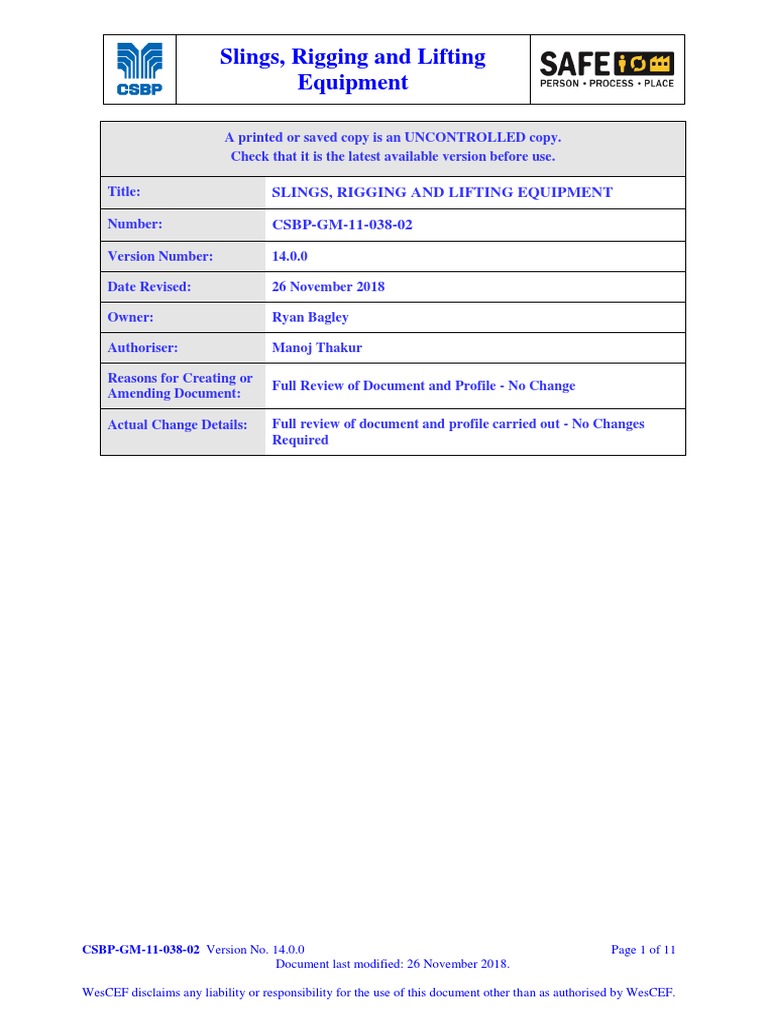 Slings & Rigging Equipment Guide | PDF