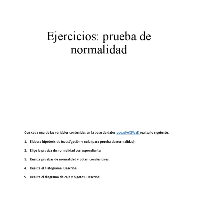 Ejercicios - Prueba de Normalidad | PDF