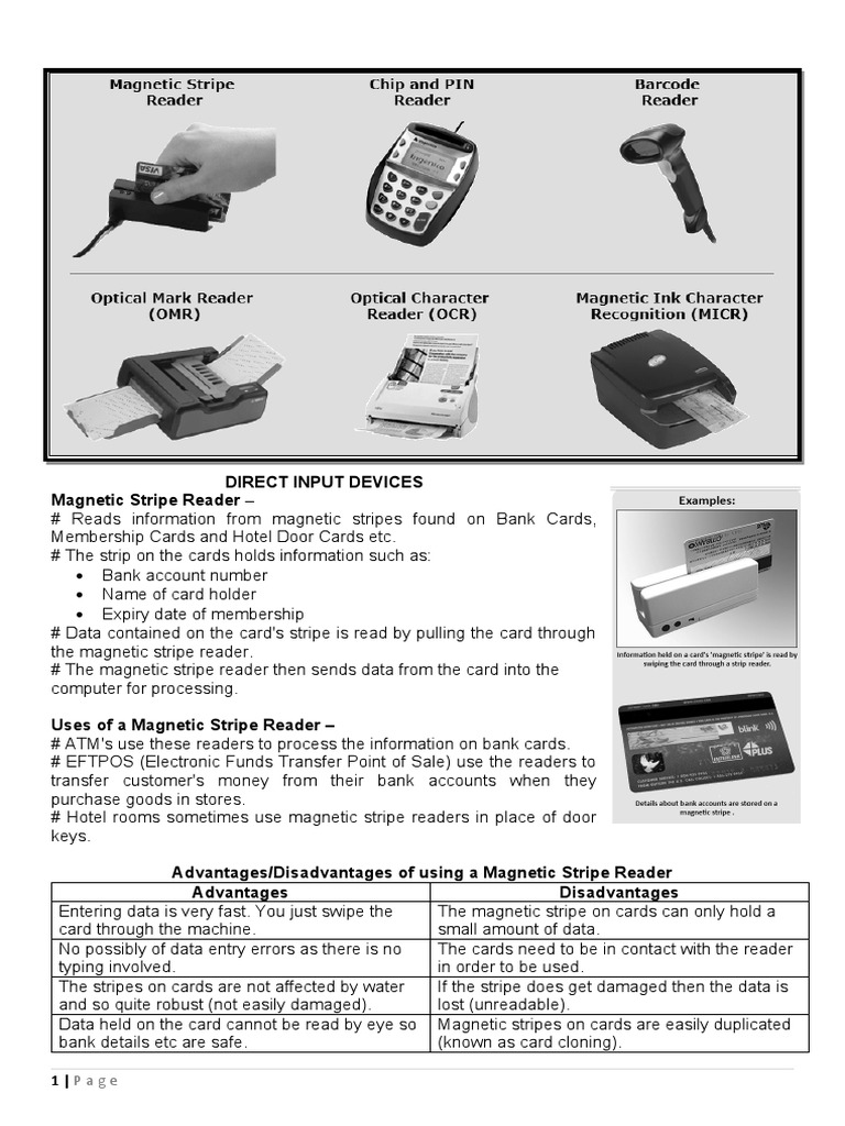 Direct Input Devices Magnetic Stripe Reader | PDF | Barcode | Optical ...