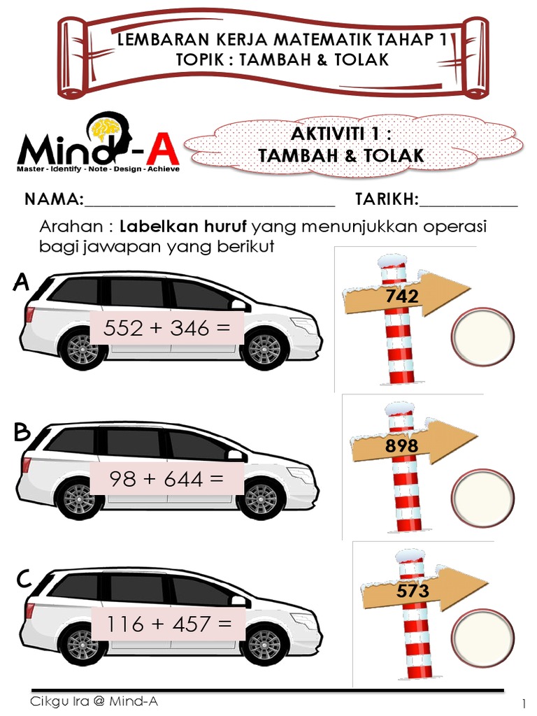 Worksheet Mind-A Math Tambah Tolak | PDF