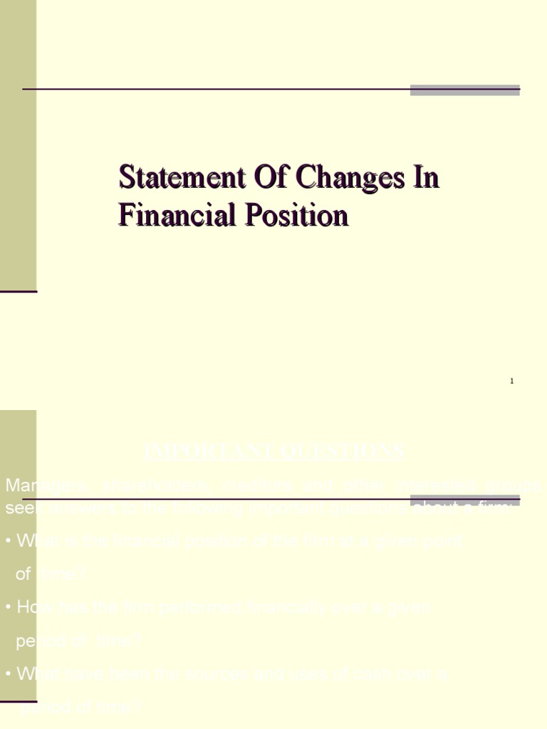 Statement of Changes in Financial Position | PDF | Cash Flow Statement ...