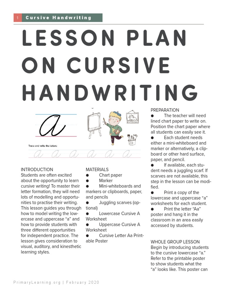 Cursive Letter (A Lesson Plan) | PDF | Value Added Tax | Computing And ...