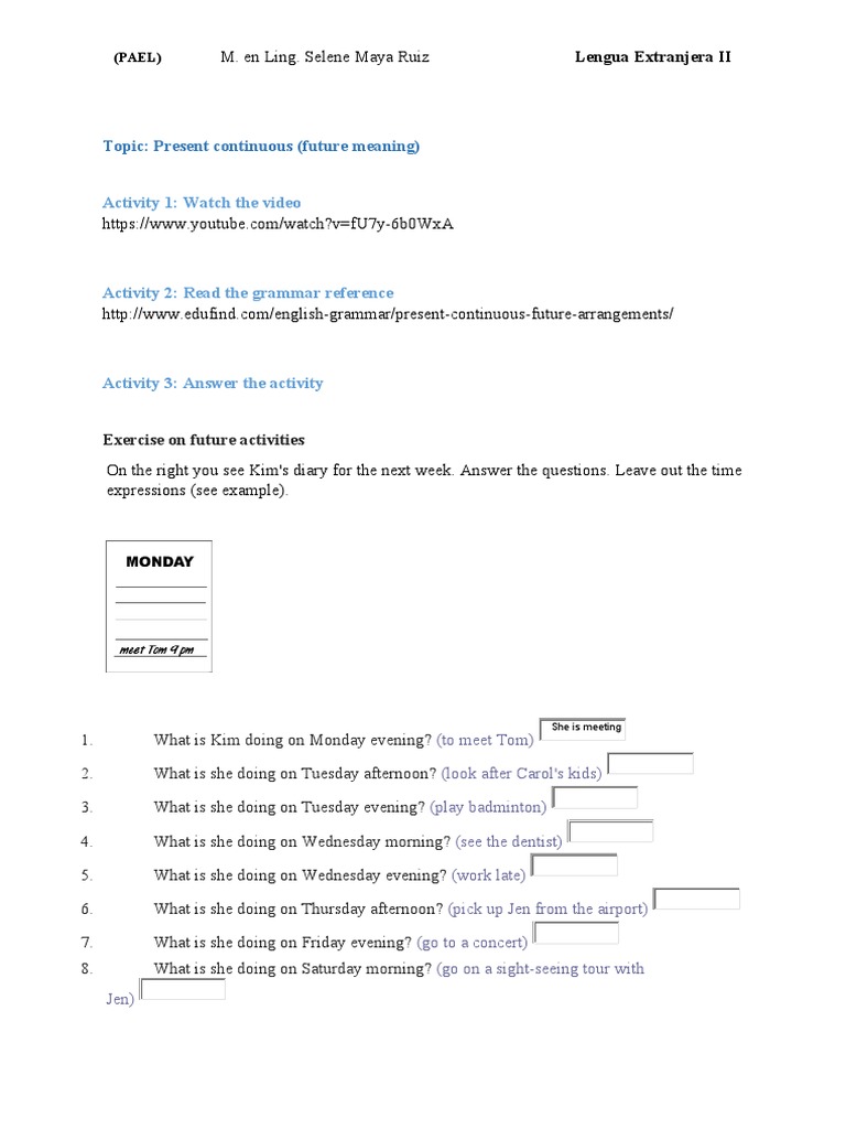 Present Continuous (Future Meaning) | PDF