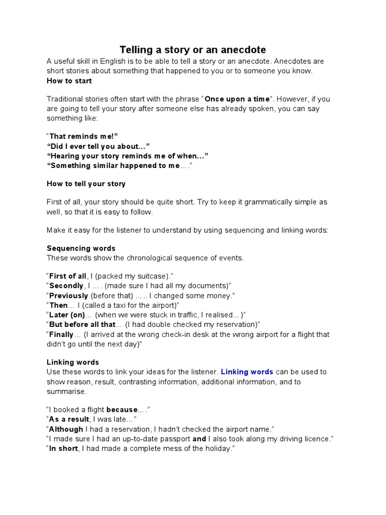 Telling A Story or An Anecdote | PDF