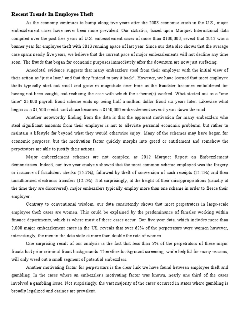 Major Embezzlement Trends in 2012 | PDF | Tax Refund | Fraud