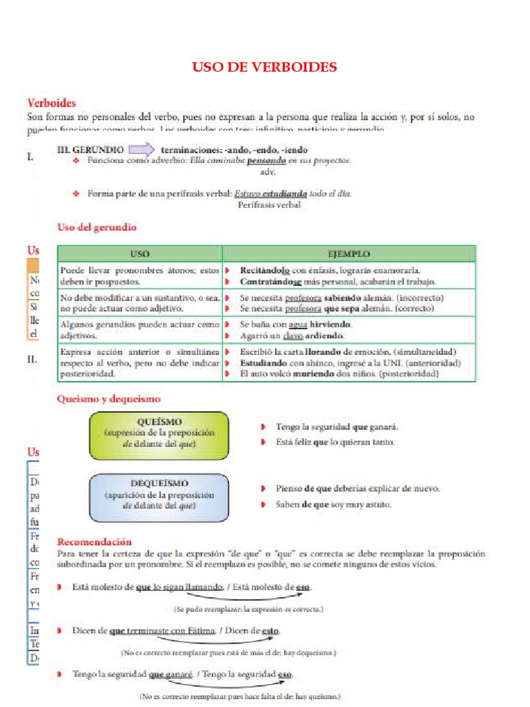 Uso de Verboides | PDF | Tipología Lingüística | Morfología Lingüística