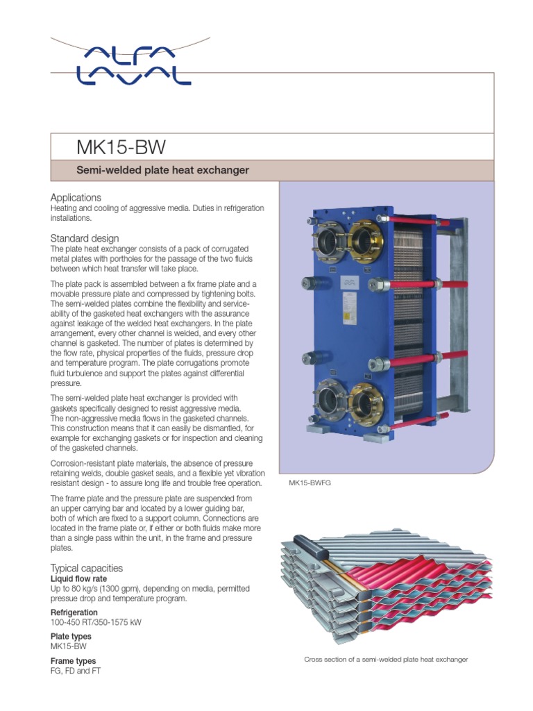 MK15-BW: Semi-Welded Plate Heat Exchanger | PDF | Heat Exchanger ...