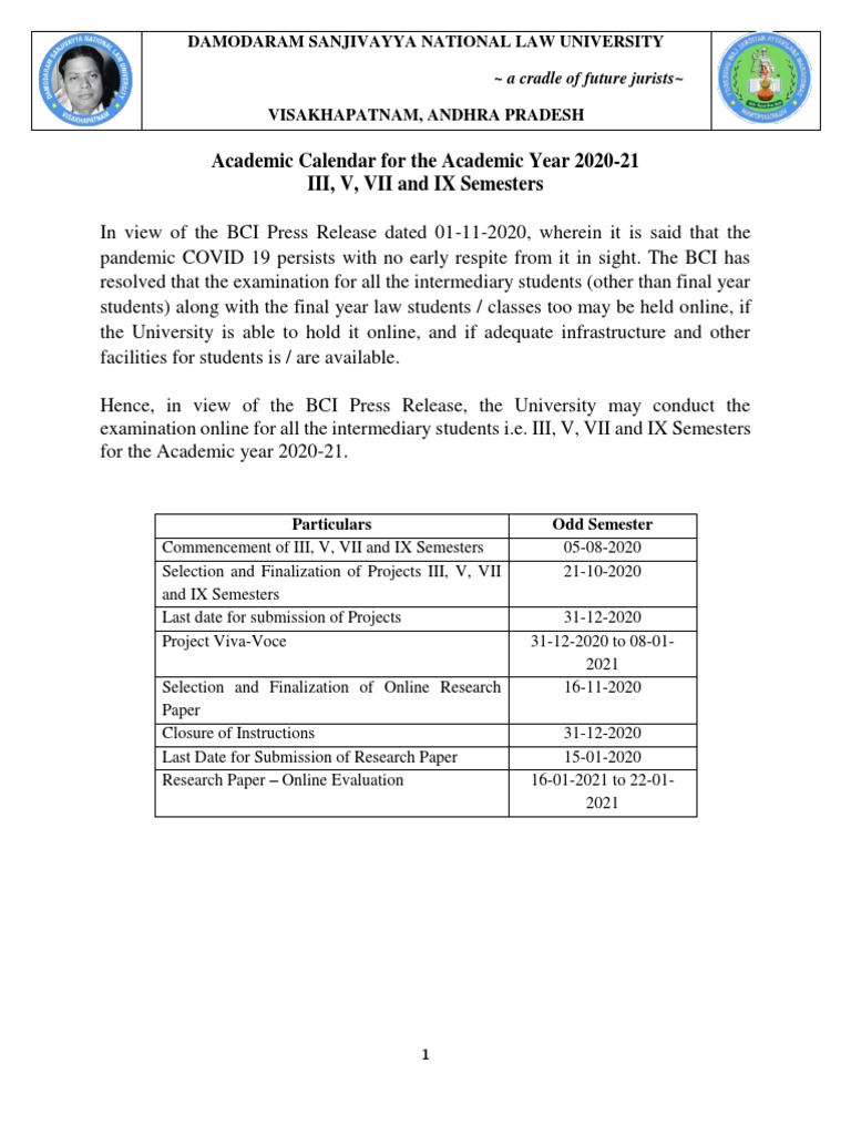 Academic Calendar - 2020-21. | PDF | Science | Learning