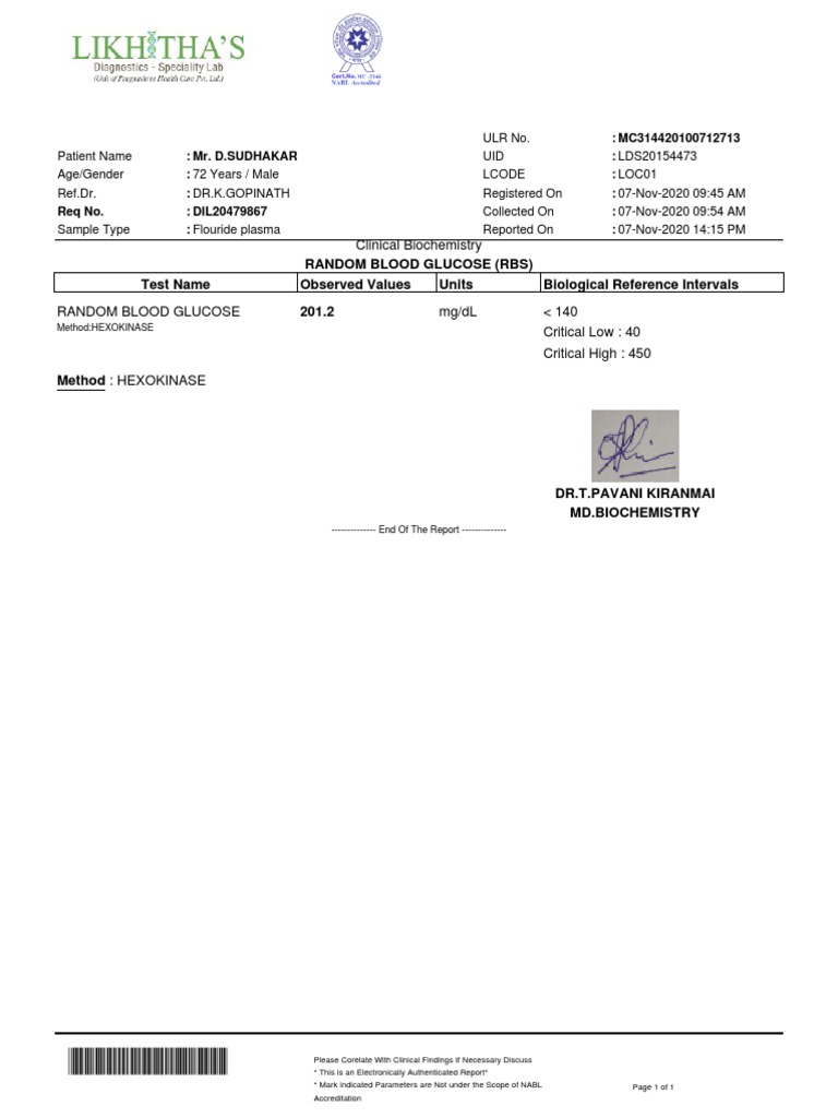 Clinical Biochemistry: Random Blood Glucose (RBS) Test Name Observed ...
