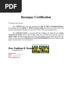 Barangay Certification-Interposing No Objection | PDF